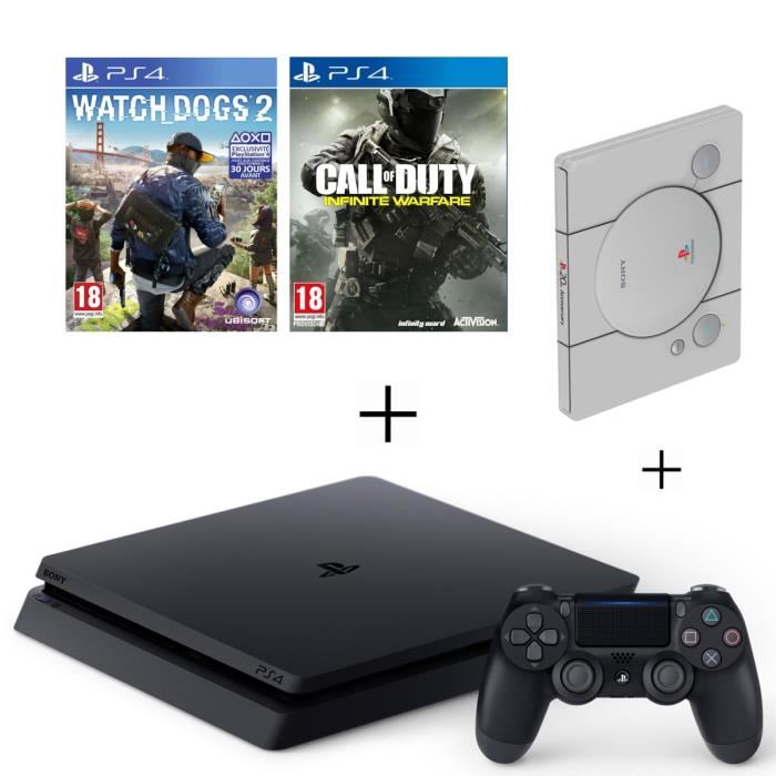 Pack PS4 Slim Watch Dogs 2 + COD Duty Infinite Warfare à 339 euros