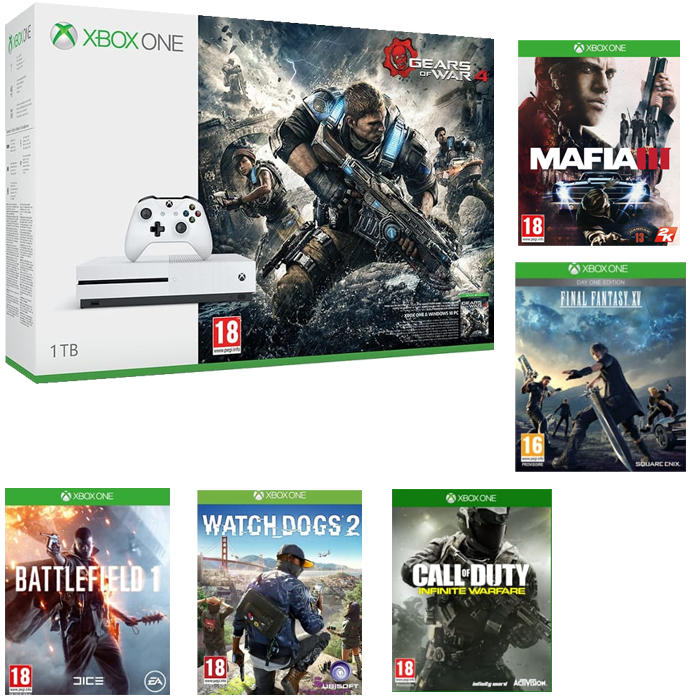 Pack Xbox One S 1To + 6 jeux à 349 euros | ChocoBonPlan.com