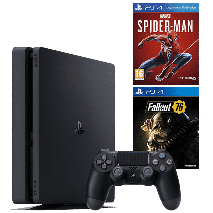 Pack PS4 Slim 500 Go + Spiderman + Fallout 76 | ChocoBonPlan.com